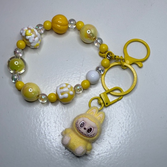 Labubu | Accessories | Nwt Labubu Yellow And White Beaded Keychain ...